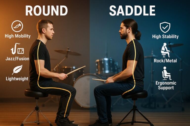 Round vs. Saddle Drum Thrones: Which is Right for You? - CCDrums